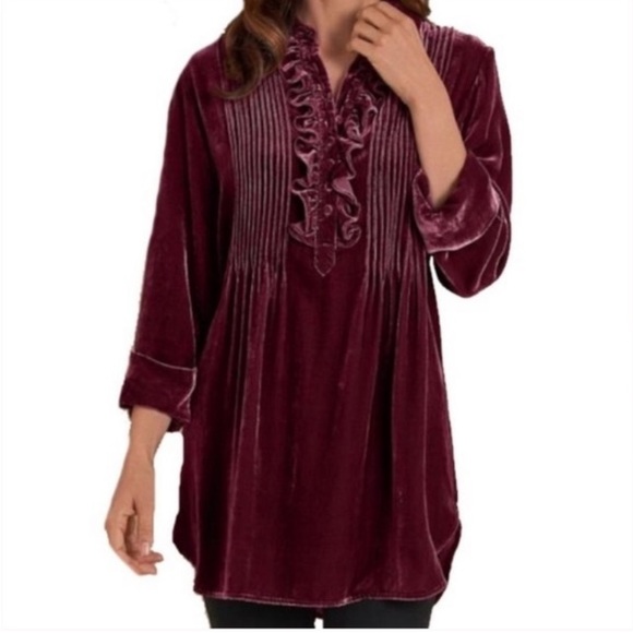 Soft Surroundings | Tops | Soft Surroundings Burgundy Velour Velvet ...